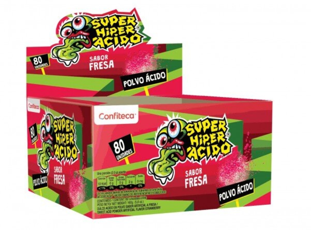 CARAMELO POLVO ACIDO SUPER HIPER ACIDO FRESA *80und *160gr